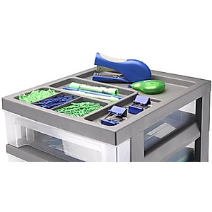 IRIS USA MC Plastic Storage, Rolling Cart with Organizer Top, 4 Drawer/GREY CLR, Gray