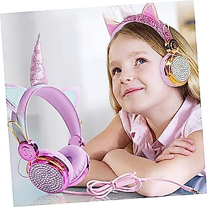Abaodam Cat Ear Headphone 2pcs Unicorn Headphones Foldable Headphones Noise Cancelling Headphones on Ear Headphones Headset Headphones for Headphones with Mic Adjustable Girl