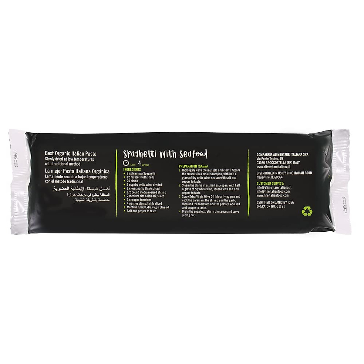 Mantova Organic Spaghetti Pasta - Non-GMO Italian Imported Pasta - 1 lb. Packs (Quantity of 6)