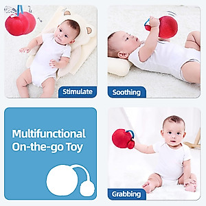 Jollybaby Soft Plush Stuffed Black and White Oball with Rattle Toys for Infant Baby 0-3-6 Months, High Contrast Sensory Rattles Teething Ball Toys for Baby, Newborn Boy Girls Shower Gifts