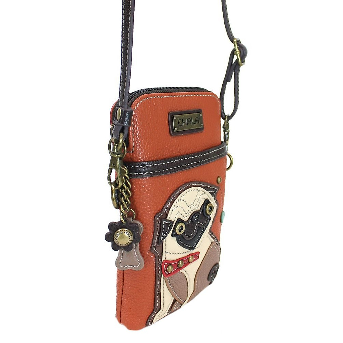 Chala Pug Cellphone Crossbody Handbag - Convertible Strap Pug Mom