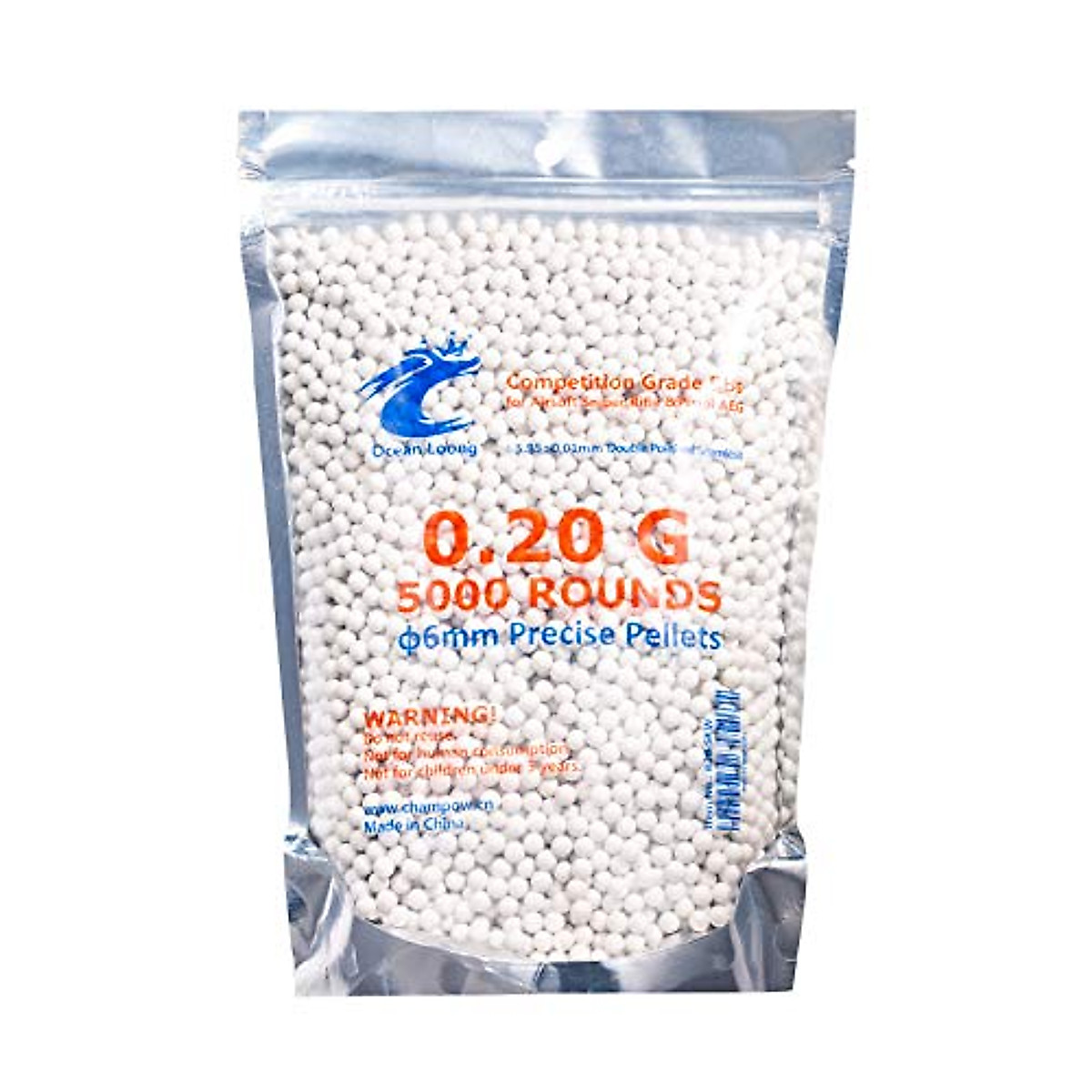 Airsoft BBS 0.20g 5000 Rounds, Match Grade High Precision BB, Plastic 0.20 Gram 6mm BBS with Airsoft Speed Loader (100 Rounds Capacity) Quick Loader for Airsoft Magazine