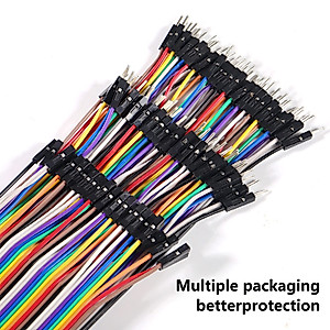 120Pcs Breadboard Jumper Wire Multicolored Wire Ribbon Cables Kit 20CM 40 Pin Male to Female Multicolored Ribbon Cables