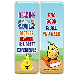 Creanoso Cool Fruit Reading Sayings Bookmarks (30-Pack) – Cool Gift Token for Kids, Boys & Girls, Teens – Party Favors Supplies – Book Reading Rewards Incentive – Great Giveaways Set – Page Binder