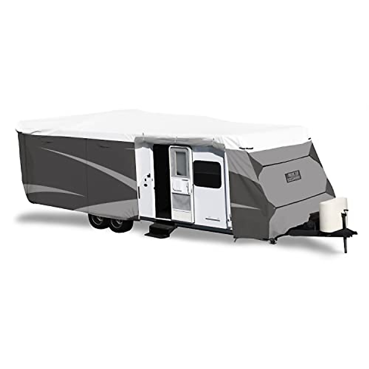 ADCO 36844 Designer Series Olefin HD Travel Trailer Cover 26' 1" - 28' 6", Gray/White