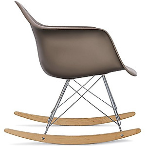 2xhome Rocking Chair with Chrome Eiffel Base Patio Lounge Nursery Armchair, Taupe Grey