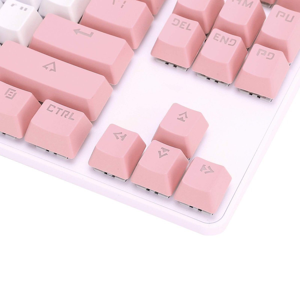 PUSOKEI Mechanical Gaming Keyboard, 87 Keys Keyboards RGB LED Rainbow Backlit Wired Keyboard, Mechinal Gaming Keyboard White+Pink, Mechanical Keyboard,Plug and Play(White)