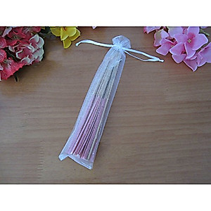 Teanfa Gift Bags 50pcs White Drawstring Organza Folding Hand Fan Pouch Party Wedding Favor Gift Wrapping Supplies 2 x 10 Inches