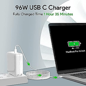 Mac Book Pro Charger - 96W USB C Charger Fast Charger for USB C Port MacBook pro & MacBook Air, ipad Pro, M1 M2 Laptop Power Adapter, 6.6ft USB C to USB C Charge Cable