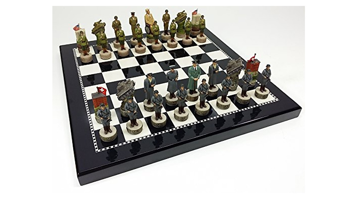 Hand-Painted WW2 US vs Germany Chess Set