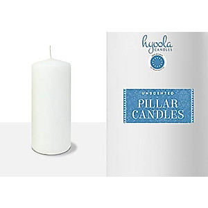 HYOOLA White Pillar Candles 3x7 Inch - Unscented Pillar Candles - 6-Pack - European Made