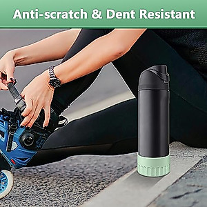 WUQID Creative Cylindrical Textured Silicone Boot for 30oz 40oz Stanley Water Bottles Tumbler Anti-Slip Bottom Sleeve Cover Bumper