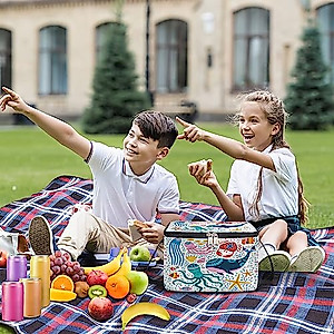 Jellyfish Whale Octopus Lunch Bags for Women Men 9 Cans, Hot & Cold Food Delivery Bag Insulated Grocery Bag Insulated Lunch Box Marine Inhabitants Cooler Bag for Office Work Picnic Beach