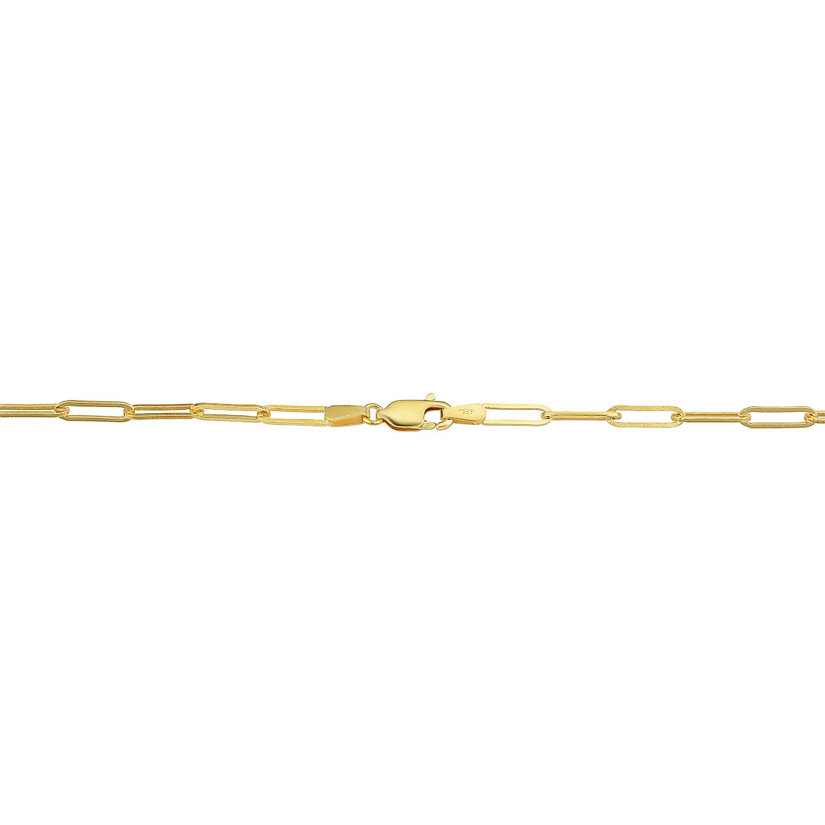 KoolJewelry Yellow Gold Over Sterling Silver Paperclip Chain Necklace for Men and Women (2.9 mm, 36 inch)