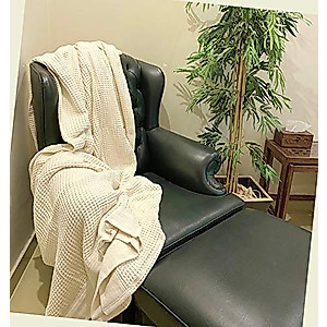 ARlinen 100% Cotton Blankets- Waffle Weave Cotton Blankets- Soft Lightweight Thermal Blankets (Ivory, Full Size)