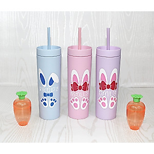 Personalized Easter Gift for Girls - Little Girl Easter Tumbler - Easter Basket Cup with Bunny - Toddler Girl Easter Tumbler-Boy Easter Gift (Purple)