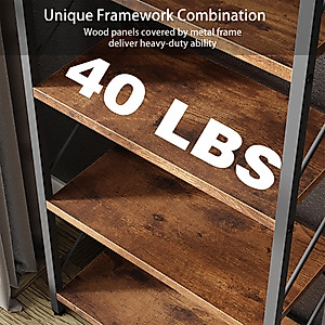 Walsunny Bookshelf, 5 Tier Bookshelves, Home Office Bookcase Shelf Storage Organizer, Free Standing Storage Shelving Unit for Bedroom, Living Room and Home Office,Rustic Brown