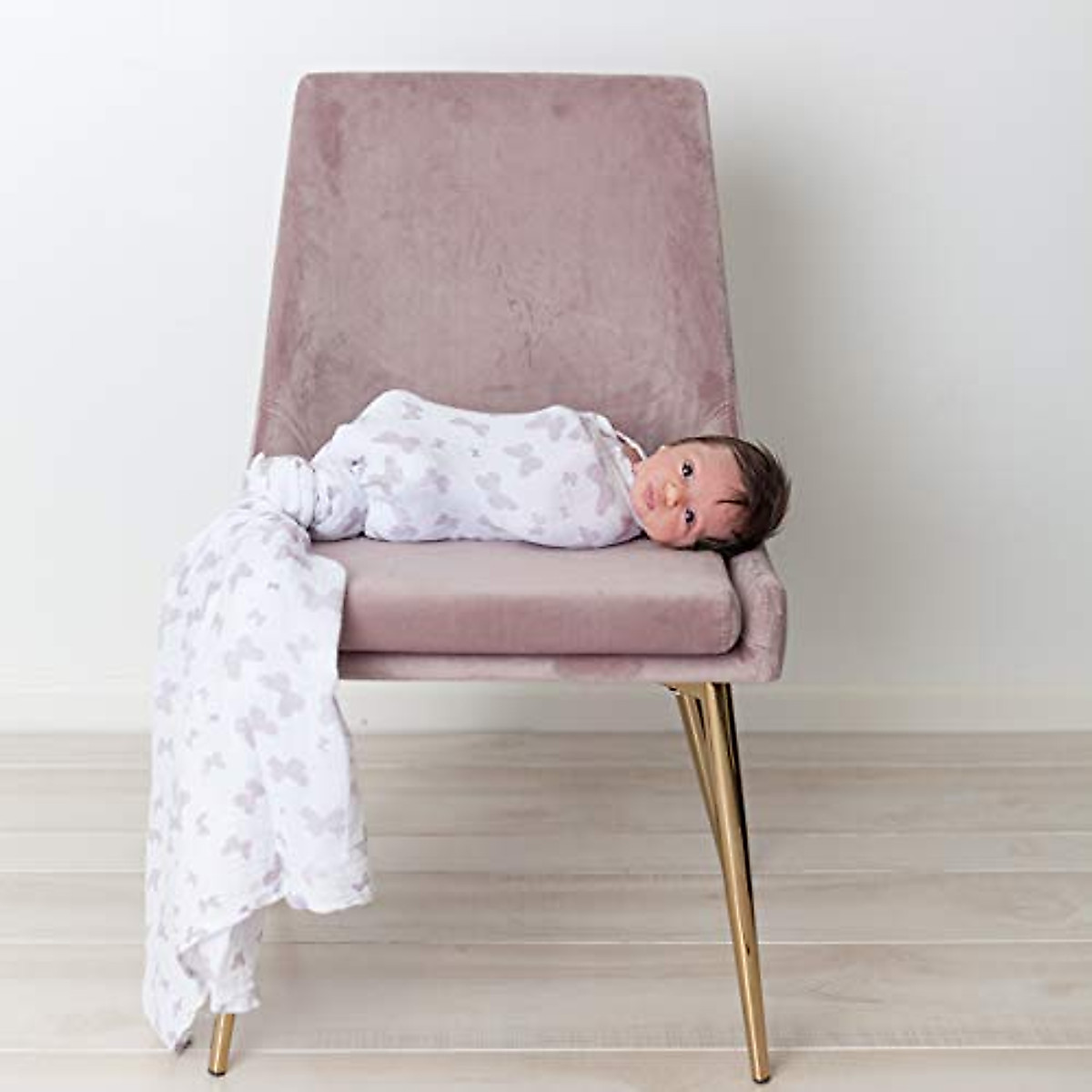 Ely's & Co. Muslin Swaddle Blanket 100% Soft Muslin Cotton 3 Pack 47"x 47" (Lavender Butterfly)