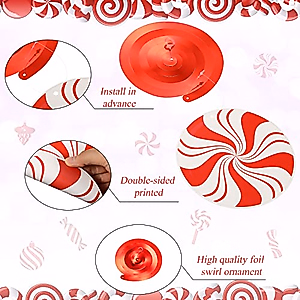 Christmas Peppermint Candy Hanging Decorations Christmas Candies Ceiling Hanging Swirls Xmas Party Ceiling Whirl Streamers For Home Winter Holiday Christmas Party Decor (Red White,Mixed Candy)