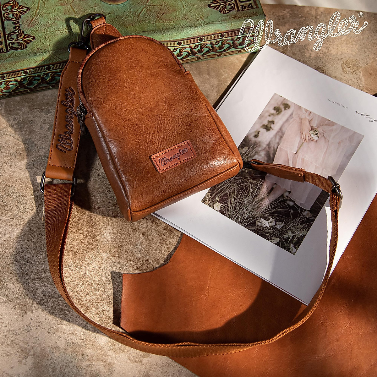 Wrangler Crossbody Sling Bags for Women Cross Body Purse Travel Bag with Detachable Strap Gift for Women