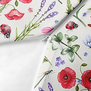 Britown Flower Summer Floral Outdoor Waterproof Throw Pillow Covers 18 x 18 Inch Set of 2, Palm Leaf Pillowcase Square Cushion Case, Farmhouse Garden Decorative Pillows for Couch Beach Patio