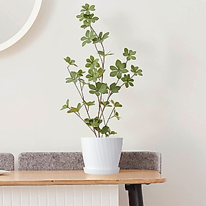 UOUZ 6'' Plant Pots Bulk, 6 Pack Plastic Planters with Drainage Holes and Saucers for Indoor Outdoor House Plants and Flowers, White