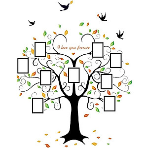 Pinenjoy Large Family Tree Wall Sticker Photo Frame Wall Decal 63x80inch Removable Self-Adhesive Vinyl Wall Clings for Living Room Bedroom Decoration