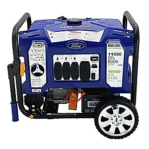 Ford, 11050W Dual Fuel Portable Switch & Go Technology and Electric Start FG11050PBE-A Generator, 11050 Watts, Blue