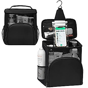 BINSUNS Portable Shower Caddy, Hanging Toiletry Bag with Phone Pocket, Travel Shower Caddy Organizer College Essentials - College, Dorms, Gym, Camp, Bath(Black)
