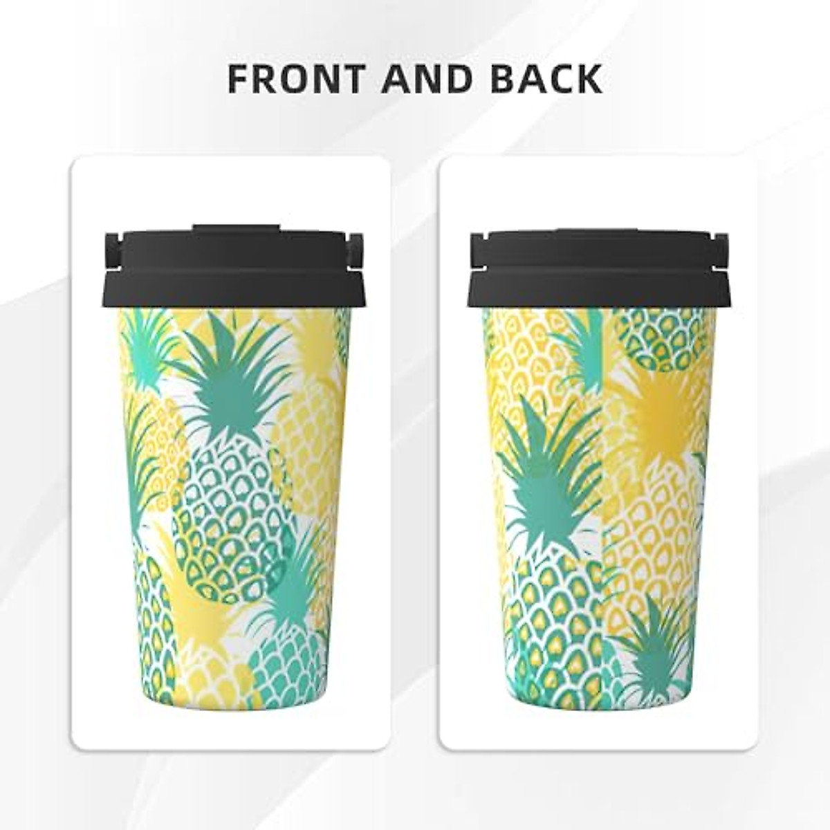 WANGXUEE Tropical Pineapple Print 500ml Stainless Steel Travel Tumbler Double Wall Vacuum Insulated Coffee Mug