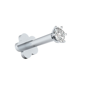 Demira Jewels Handcrafted 14K White Gold Diamond Nose Stud - 6mm Post Length, 1.2mm Thickness, Conflict-Free Diamonds.