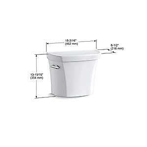 KOHLER 4467-0 Wellworth 1.28 gpf Toilet Tank with Left-Hand Trip Lever, One Size, White