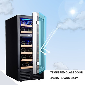 15 Inch Wine Cooler Refrigerators, 28 Bottle Fast Cooling Low Noise and No Fog Wine Fridge with Professional Compressor Stainless Steel, Digital Temperature Control Screen Built-in or Freestanding