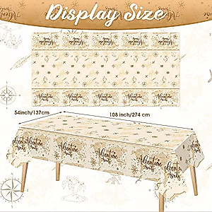 130 Pcs Travel Party Decorations Adventure Awaits Bon Voyage Party Supplies World Map Tablecloth Sets Includes Travel Plates Tablecloth Cups Straws Knife Forks Napkins for Birthday Party