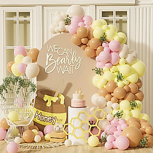 We Can Bearly Wait Sign Teddy Bear Baby Shower Decoration Backdrop Wooden Banner for Gender Reveal Party(Girl Boy Baby) Theme Party