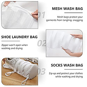 SOLUSTRE Mesh Laundry Bags 3 Pcs Shoes Wash Bags Sneaker Mesh Washing Bag Travel Shoes Bag Keep Cloth Shape in The Washer for Shoes Socks Home Dorm Supplies Portable Dryer