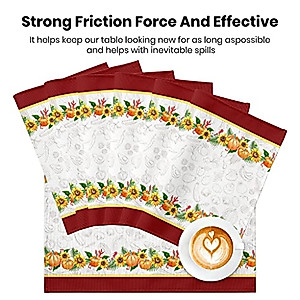 Fall Placemats Set of 6, Autumn Pumpkin Sunflower Heat Resistant Dining Table Placemats, Thanksgiving Red Square Washable Wipeable Linen Fabric Cloth Place Mats for Holiday Farmhouse Kitchen Decor