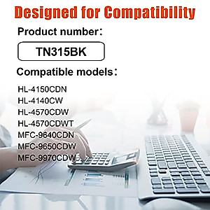 Mah 2-Pack High Yield TN315BK Toner TN-315BK Cartridge TN 315 Black Replacement for Brother HL-4150CDN HL-4140CW HL-4570CDW HL-4570CDWT MFC-9640CDN MFC-9650CDW MFC-9970CDW Black Toner