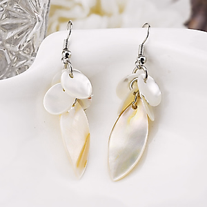 AeraVida Unique Elegant Mother of Pearl Shell Pointed Cluster Dangle Earrings