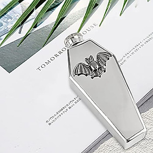 AORCMITN Coffin Bat Flask With Funnelfor Liquor For Men Women Drinking Whiskey Alcohol Stainless Steel Flasks (Silver- 3.5oz)