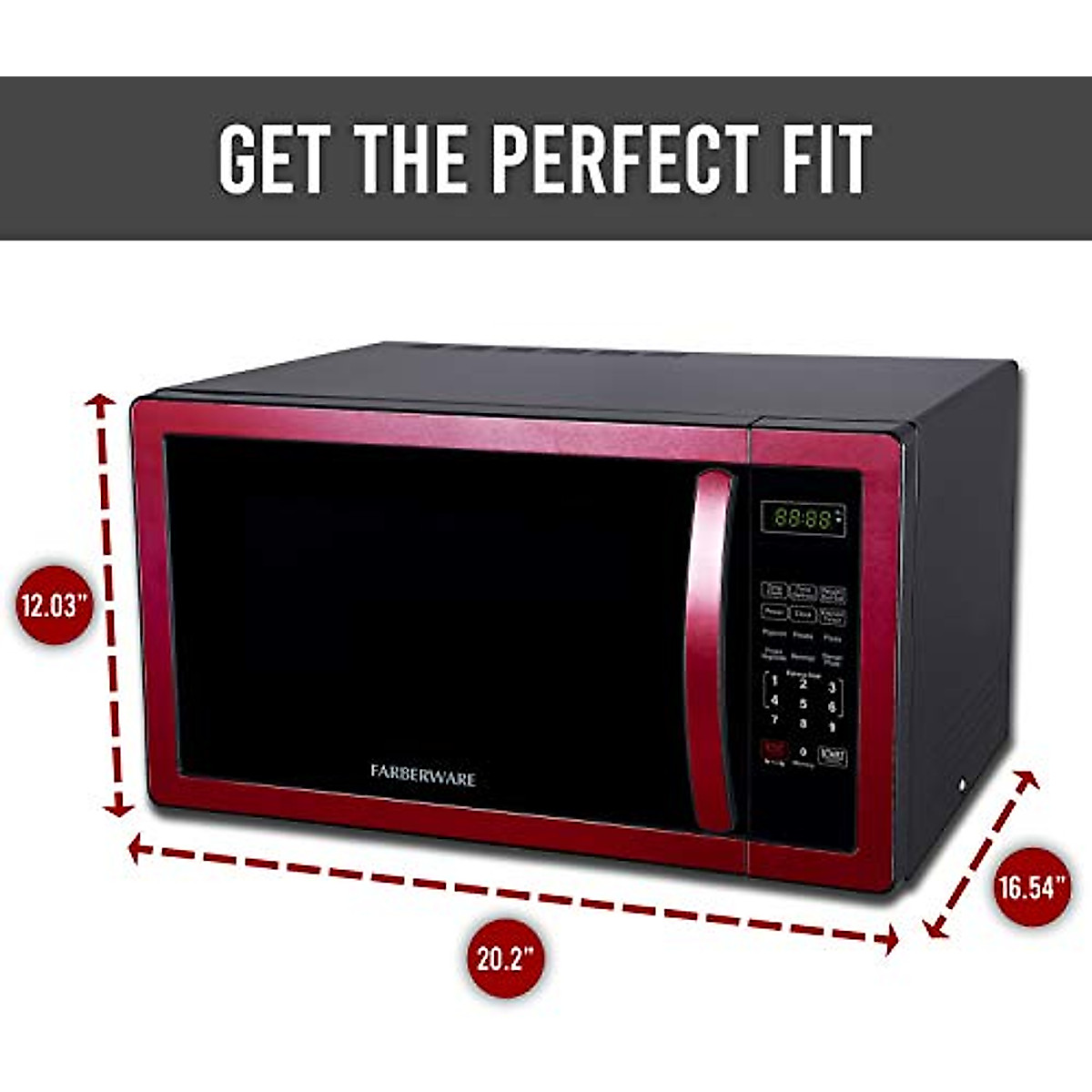 Farberware Classic FMO11AHTBKN 1.1 Cu. Ft. 1000-Watt Microwave Oven with LED Lighting, Metallic Red & BLACK+DECKER 2-Slice Toaster, Red, TR1278RM