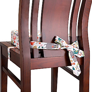 Sumnacon Chair Increasing Cushion - Baby Toddler Kids Infant Portable Dismountable Highchair Booster Cushion Washable Thick Chair Seat Cloth Straps,Animal Forest White