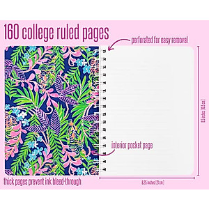 Lilly Pulitzer Hardcover Mini Spiral Notebook, 8.25" x 6.5" Small Journal with 160 College Ruled Pages, How You Like Me Prowl