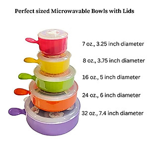Evelots Set of 5 Microwave/Freezer Bowls-With Lids-Food Container-BPA Free Plastic