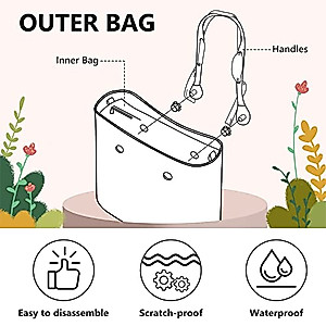 Carfany Small Beach Bag With Zipper Washable Rubber Tote Bag For Women Pink