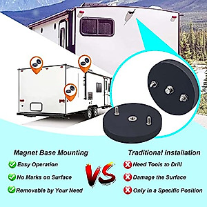 SKNOOY Magnetic Backup Camera Mount Base No Drilling, 2 Pack Anti-Scratch Neodymium Magnet, 90 LB Non-Damage Strong Magnetic Holder DVR Monitor System Mounting Base for RVs,Trailers,Trucks,Harvester