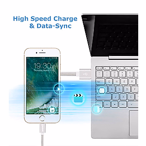 COSOOS 4 Short USB Cable, 4 Pack 9 Inch Nylon Fast Charging and Syncing Cords Compatible for iPhone 12, 12 Pro Max, 11, XS MAX, 8 Plus, 7, 6, iPad Air, Mini, Charging Station, Power Bank.