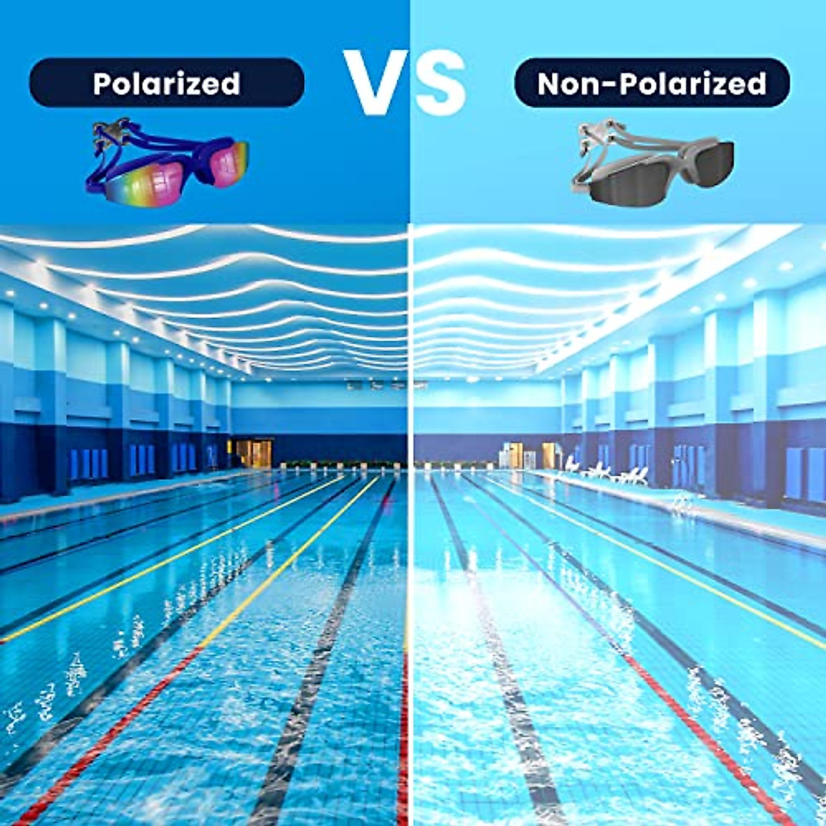 Nabevin Unisex-Adult Swim Goggles Full Protection Vanquisher 2.0 Polarized Anti-fog Anti-ultraviolet