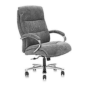 CLATINA Ergonomic Big & Tall Executive Office Chair with Fabric Upholstery 400lbs High Capacity Swivel Adjustable Height Thick Padding Headrest and Armrest for Home Office Gray