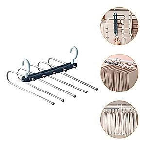Cabilock 1pc Multifunctional Slip Steel Rack Hanger Jean Pants Open Layer Traceless Non- Blue Multi- Non Belt Household Saving Drying Adjustable for Trousers Ended Clothes Hangers